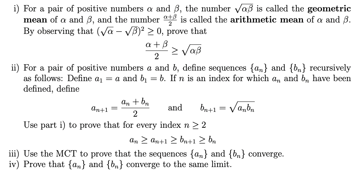 Solved i) For a pair of positive numbers α and β, the number | Chegg.com