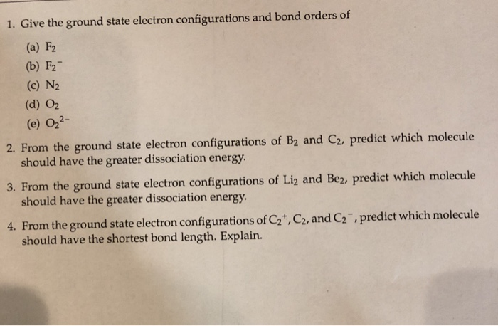 Solved 1. Give the ground state electron configurations and | Chegg.com