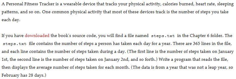 Solved A Personal Fitness Tracker is a wearable device that | Chegg.com