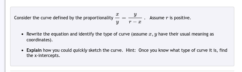 Solved Consider the curve defined by the proportionality | Chegg.com