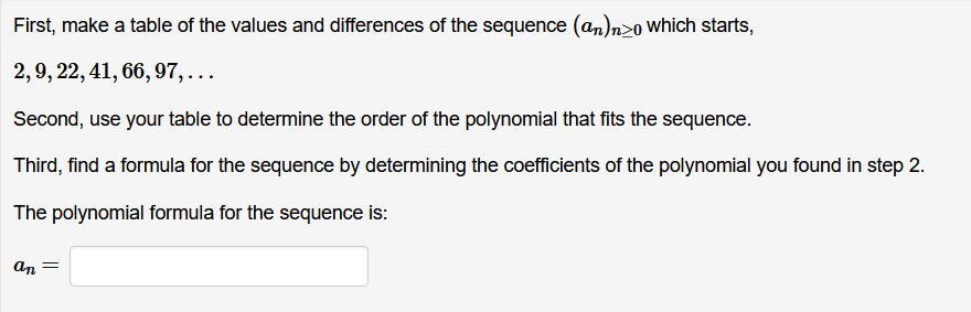 Solved First, make a table of the values and differences of | Chegg.com