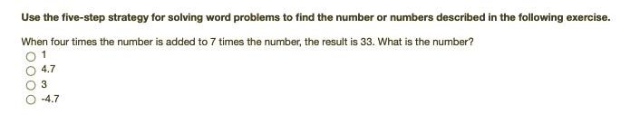 Solved Use the five-step strategy for solving word problems | Chegg.com