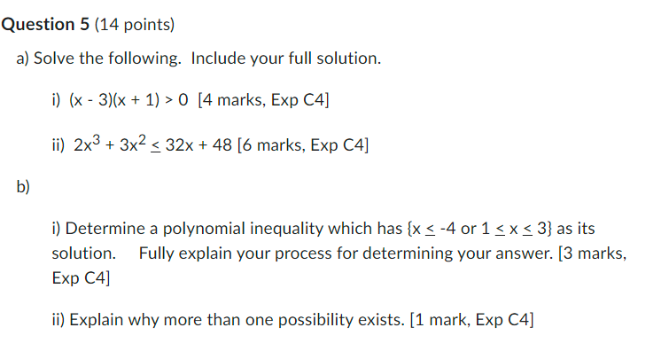 Solved Question 5 (14 points) a) Solve the following. | Chegg.com