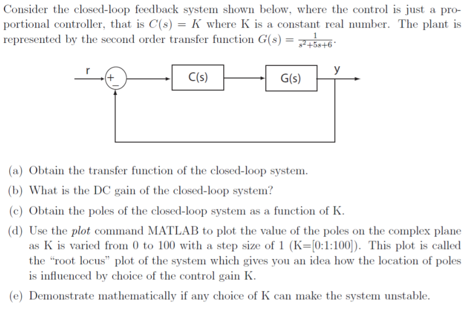 Solved Consider the closed-loop feedback system shown below, | Chegg.com