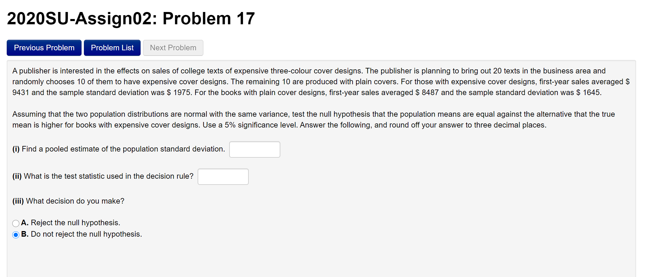 Solved 2020SU-Assign02: Problem 17 Previous Problem Problem | Chegg.com