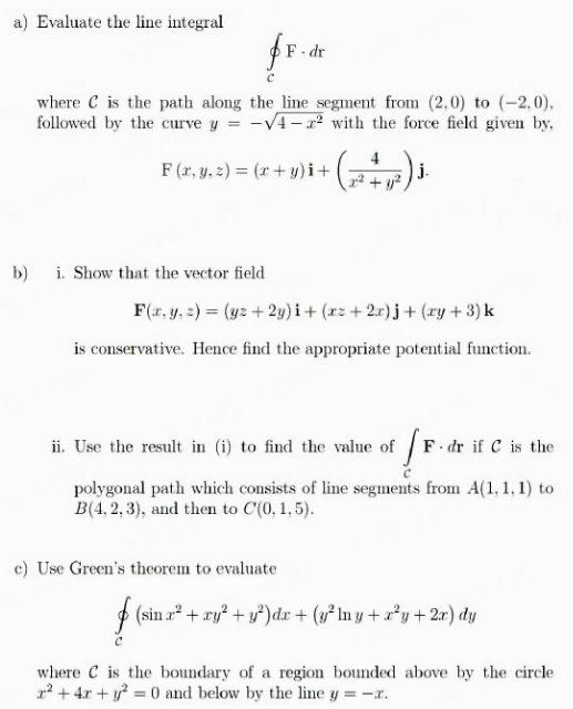 Solved A Evaluate The Line Integral ∮cf⋅dr Where C Is The