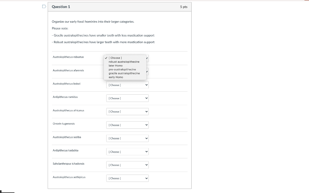 the dropdown list of answer options is the same for | Chegg.com