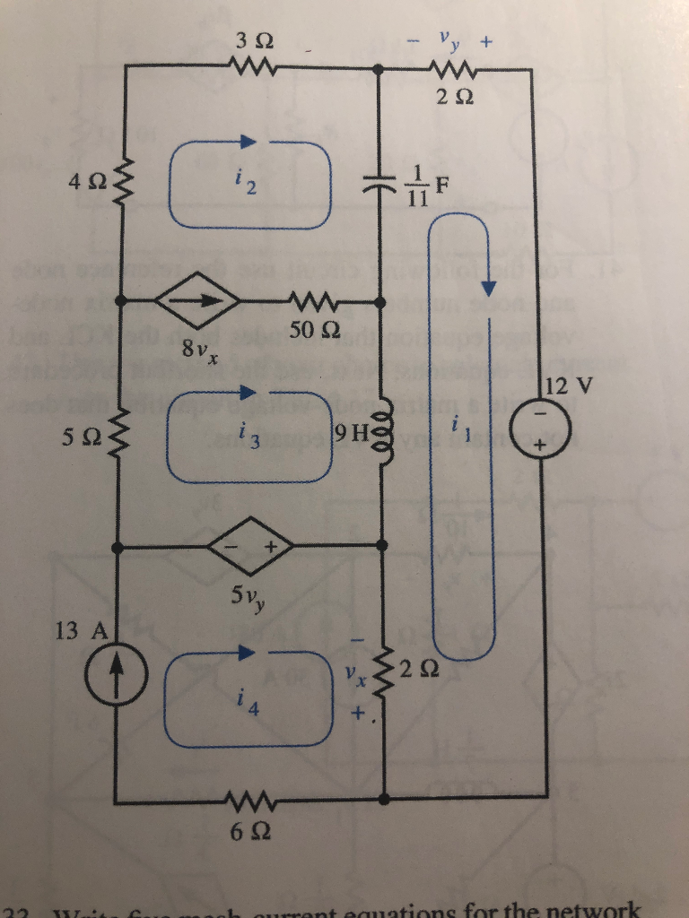 Solved For the following network, use the indicated mesh | Chegg.com