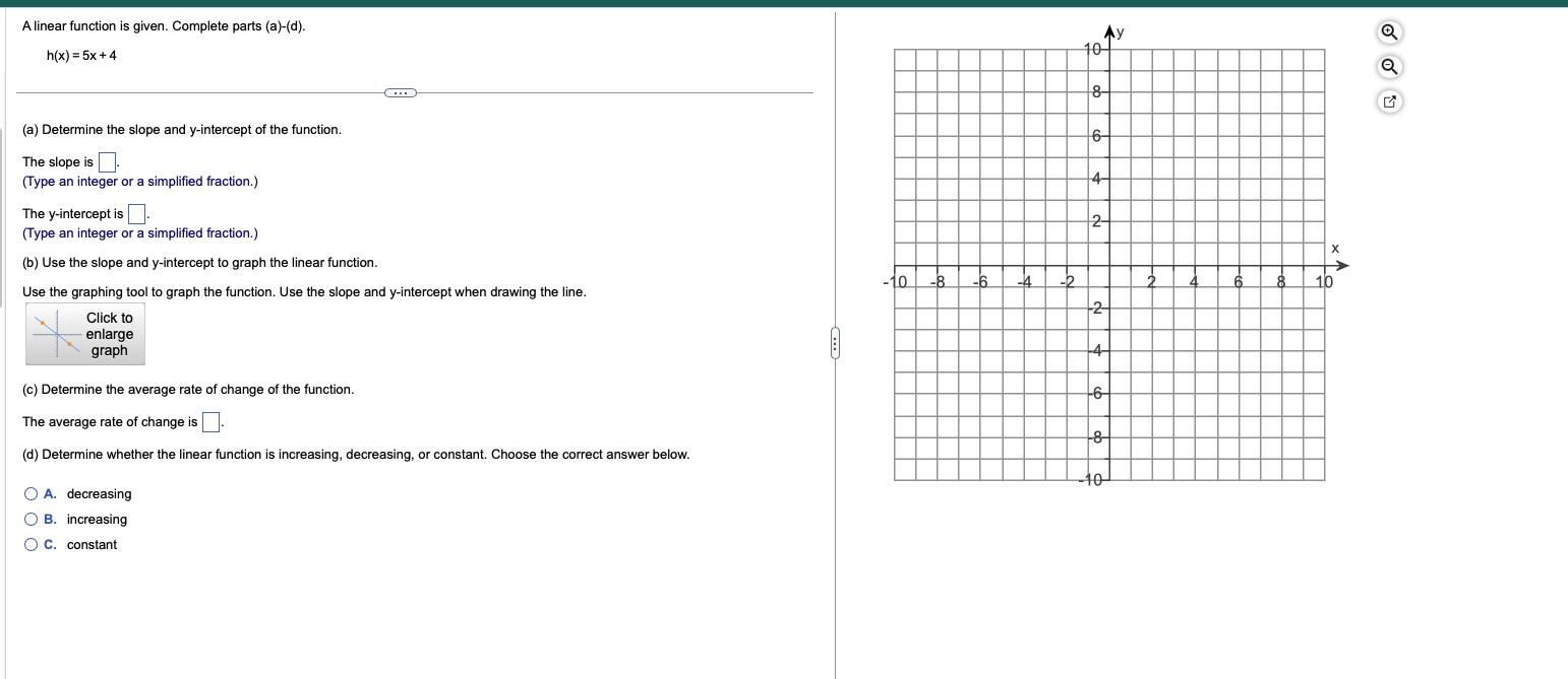 Solved A linear function is given. Complete parts (a)-(d). | Chegg.com