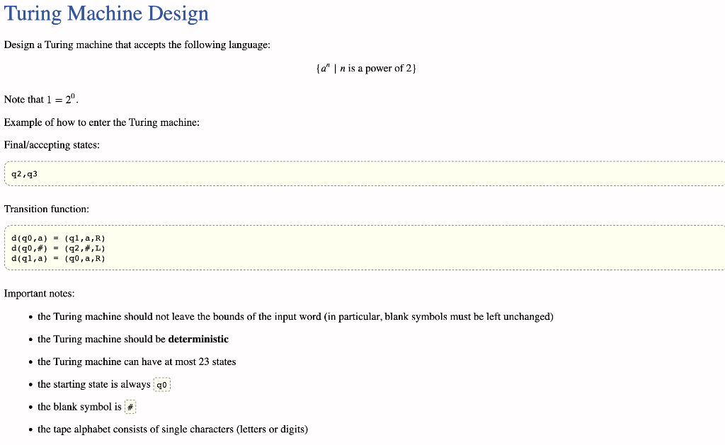 Solved Turing Machine Design Design a Turing machine that | Chegg.com