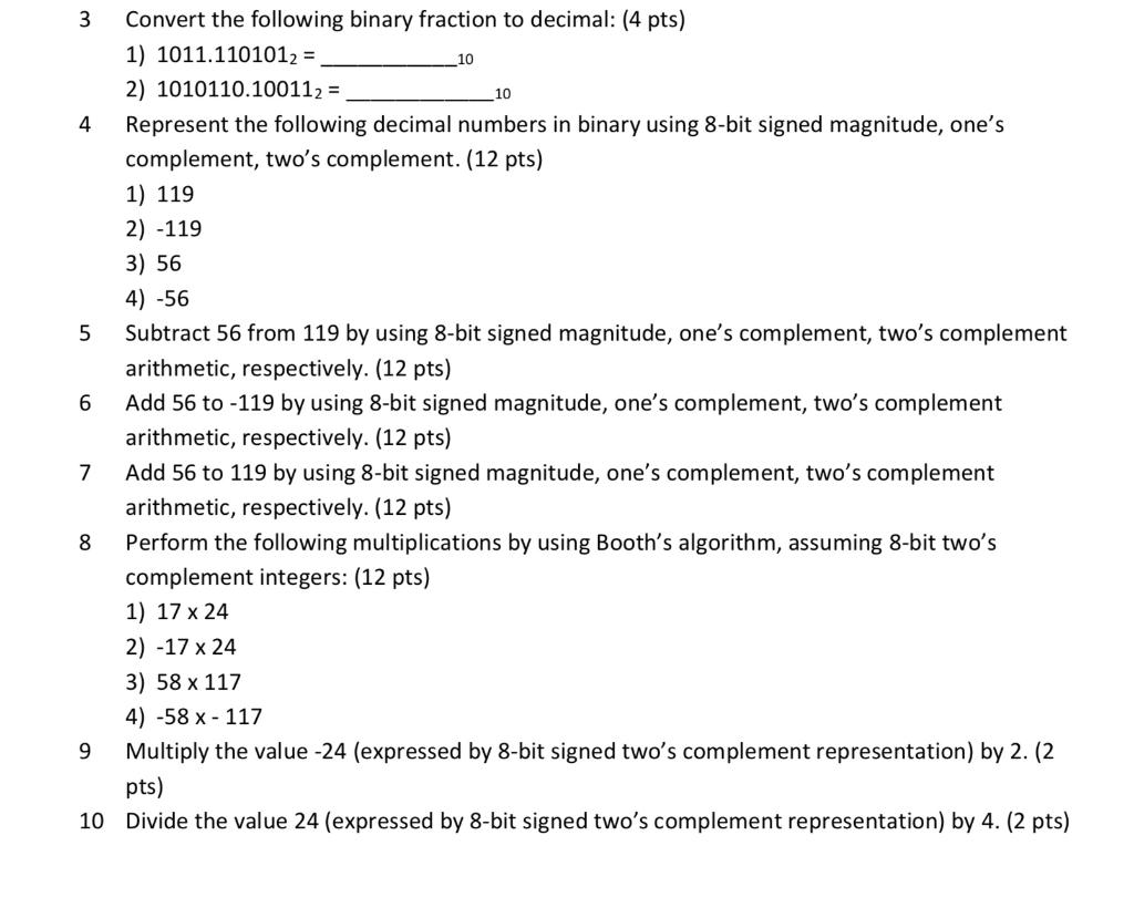 Solved 3 Convert the following binary fraction to decimal: | Chegg.com