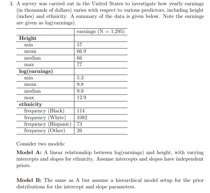 Solved (a) ﻿State the complete model specification for Model | Chegg.com