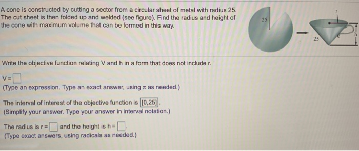 Solved A cone is constructed by cutting a sector from a | Chegg.com