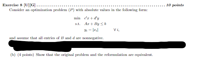 Solved Consider An Optimization Problem P With Absolute 2419