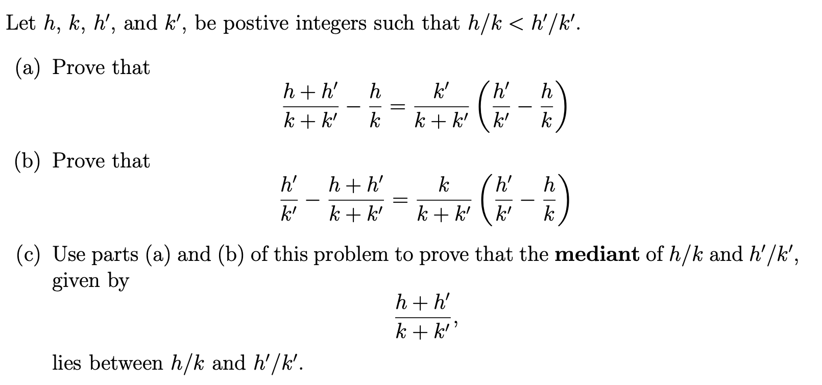 Solved Let h,k,h′, and k′, be postive integers such that h/k | Chegg.com