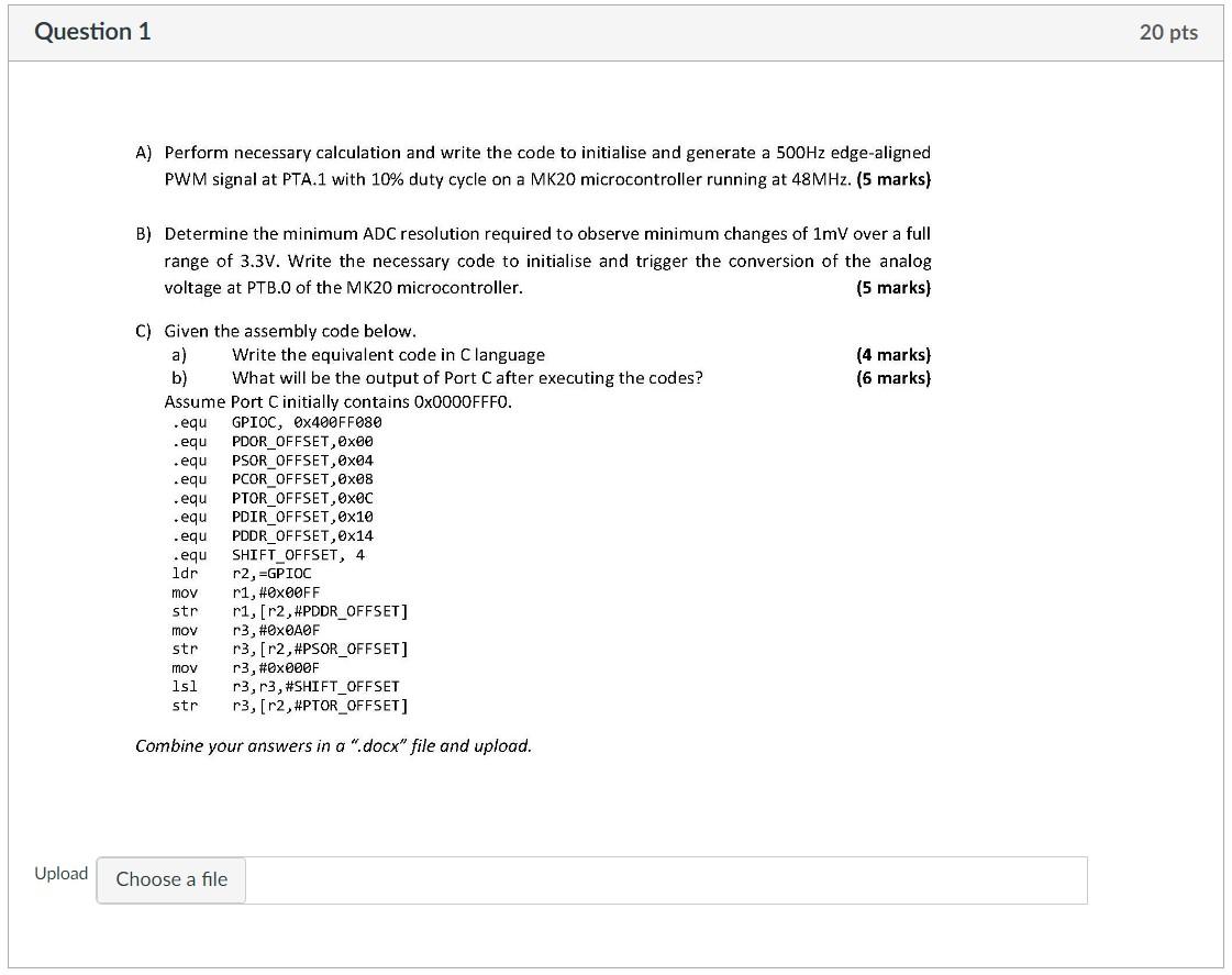 Solved Question 1 20 pts A) Perform necessary calculation | Chegg.com
