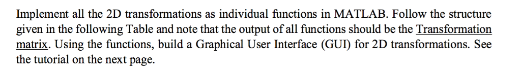 Solved Implement all the 2D transformations as individual | Chegg.com