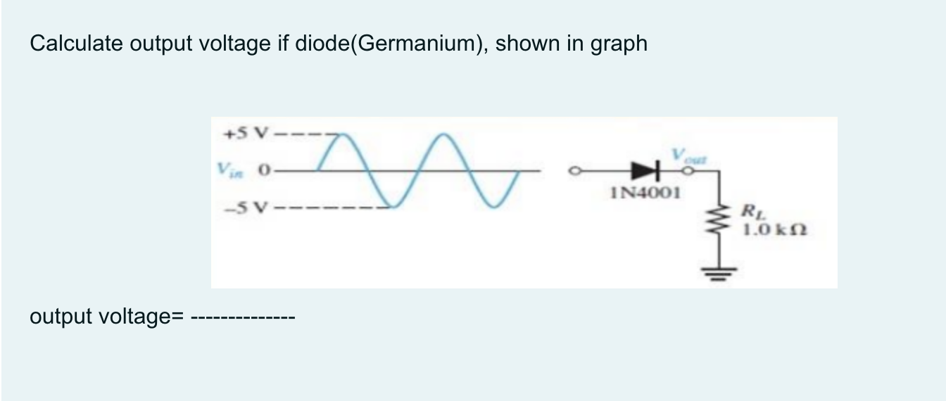 Solved Calculate output voltage if diode(Germanium), shown | Chegg.com