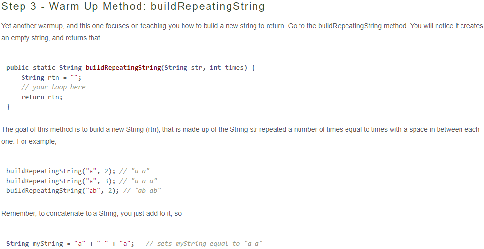 Solved Step 2 - Warm Up Method: loop PrintExample Let's | Chegg.com