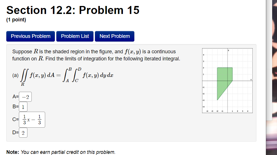 Solved Section 12.2: Problem 15 (1 point) Previous Problem | Chegg.com