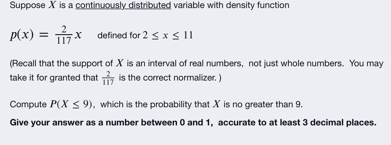 Solved Suppose X is a continuously distributed variable with | Chegg.com