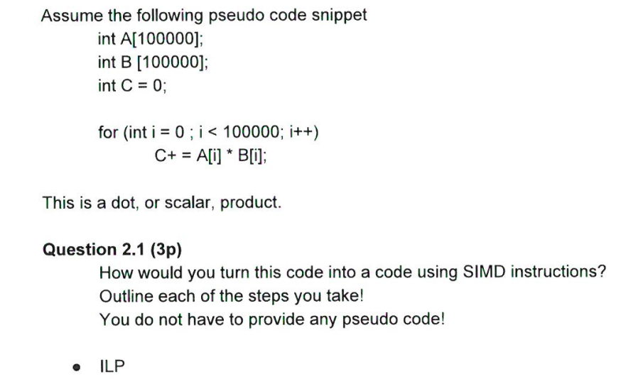 Solved Assume the following pseudo code snippet int | Chegg.com