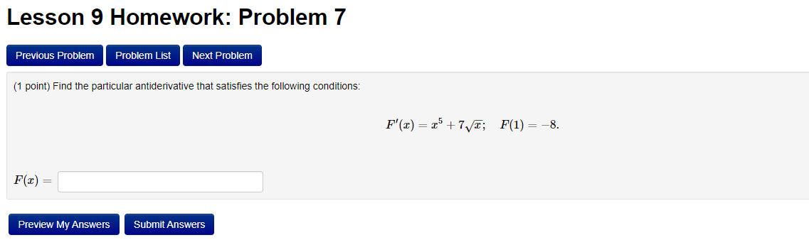 Solved Lesson 9 Homework: Problem 7 Previous Problem Problem | Chegg.com