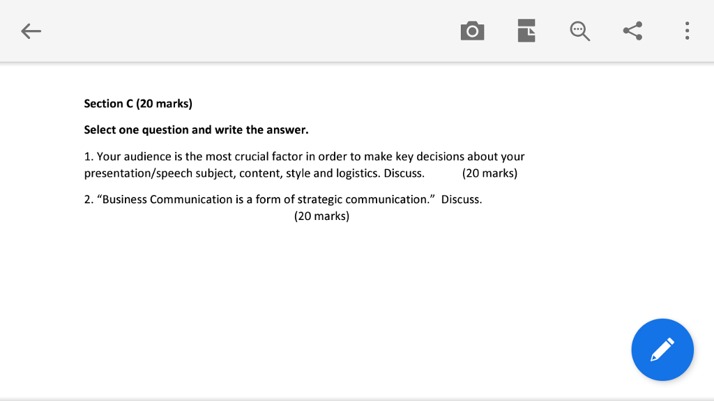 Section C (20 marks) Select one question and write | Chegg.com