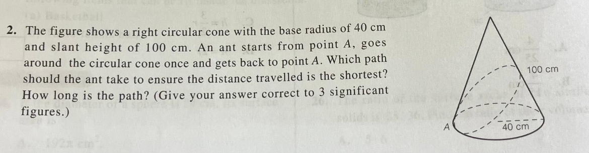 Solved 2. The figure shows a right circular cone with the | Chegg.com