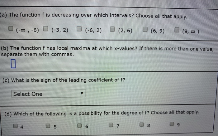 Solved (a) The function f is decreasing over which | Chegg.com