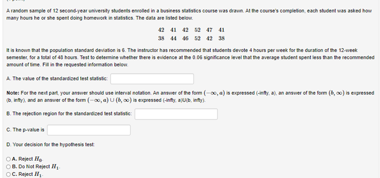 Solved A random sample of 12 second-year university students | Chegg.com