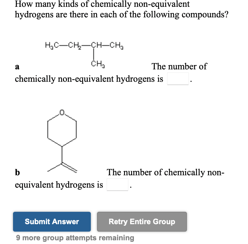 Solved How many kinds of chemically non-equivalent hydrogens | Chegg.com