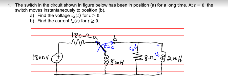 Solved The switch in the circuit shown in figure below has | Chegg.com