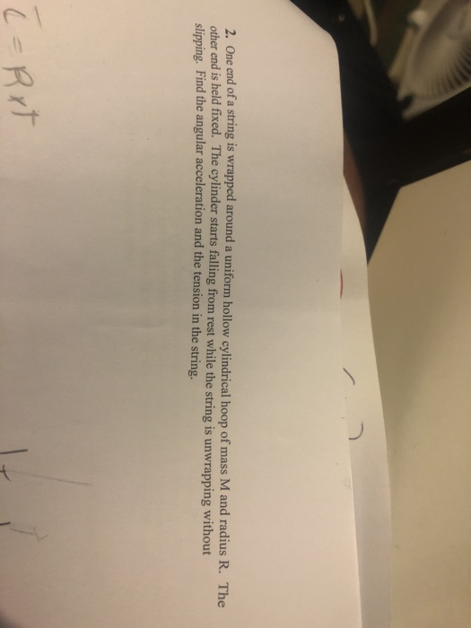 Solved 2. One end of a string is wrapped around a uniform | Chegg.com