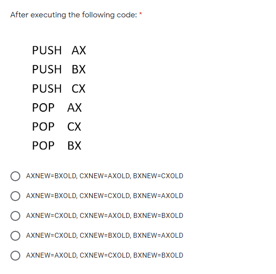 Solved After executing 4 PUSH instructions and 6 POP | Chegg.com