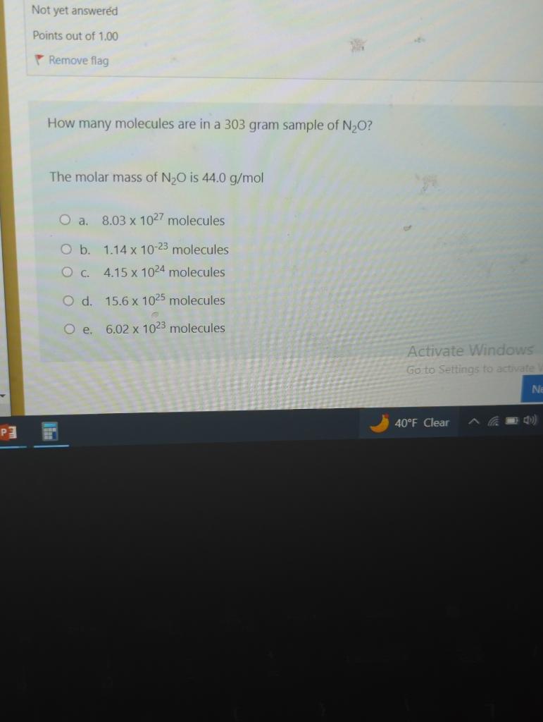 Solved How many molecules are in a 303 gram sample of N2O ? | Chegg.com