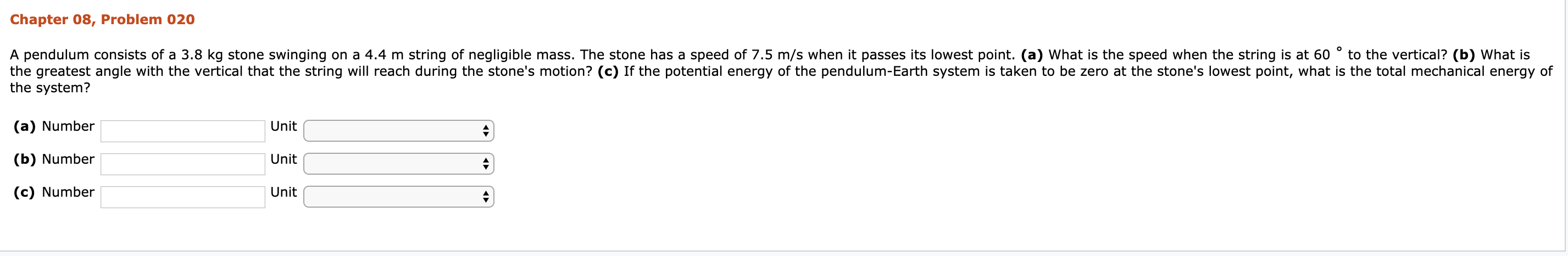 Solved Chapter 08, Problem 020 A pendulum consists of a 3.8 | Chegg.com Solved Chapter 08, Problem 020 A pendulum consists of a 3.8 | Chegg.com