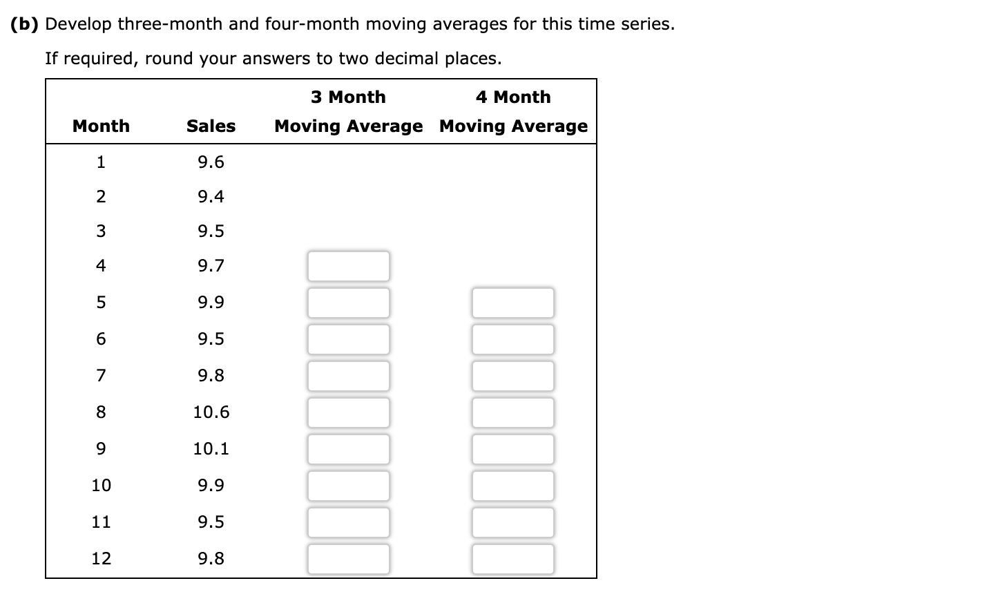 Solved Problem 08-12 Algo (Moving Averages and Exponential | Chegg.com
