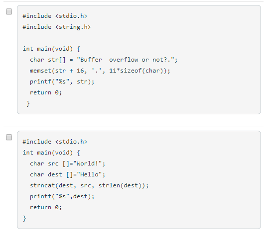 Solved Which one of the following program is vulnerable for | Chegg.com