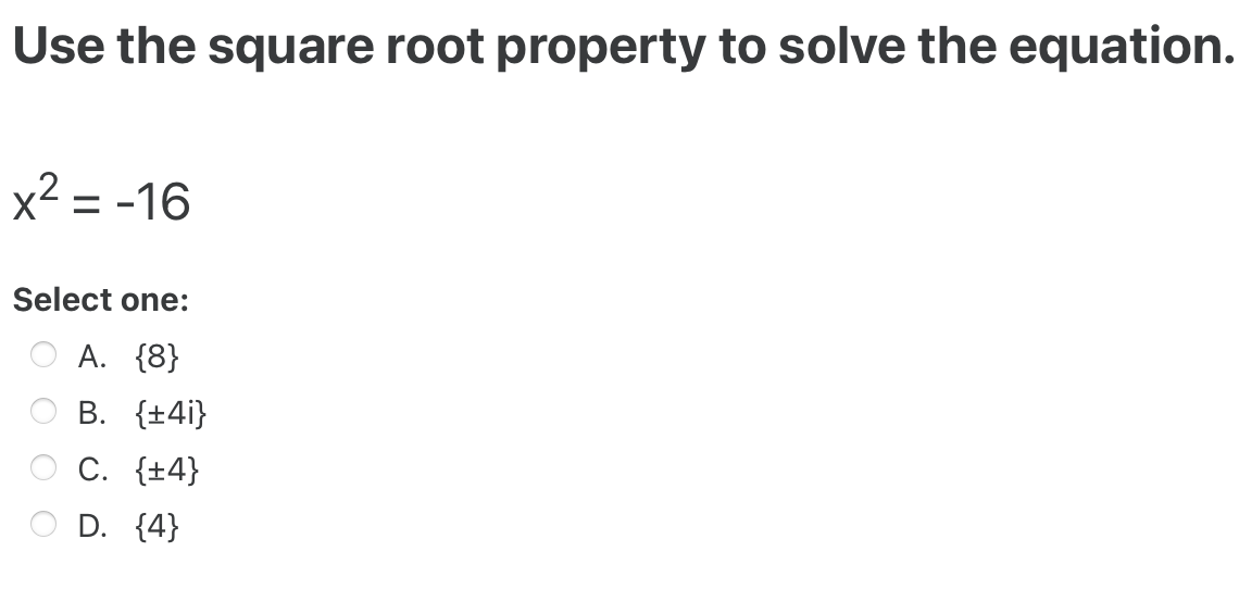 Solved Use the square root property to solve the equation | Chegg.com