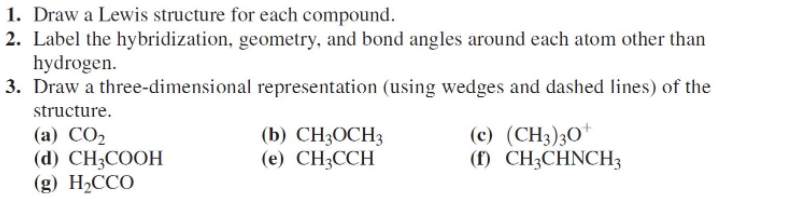 Solved 1. Draw a Lewis structure for each compound. 2. Label | Chegg.com