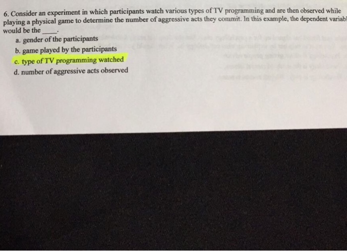 Solved Consider an experiment in which participants watch | Chegg.com