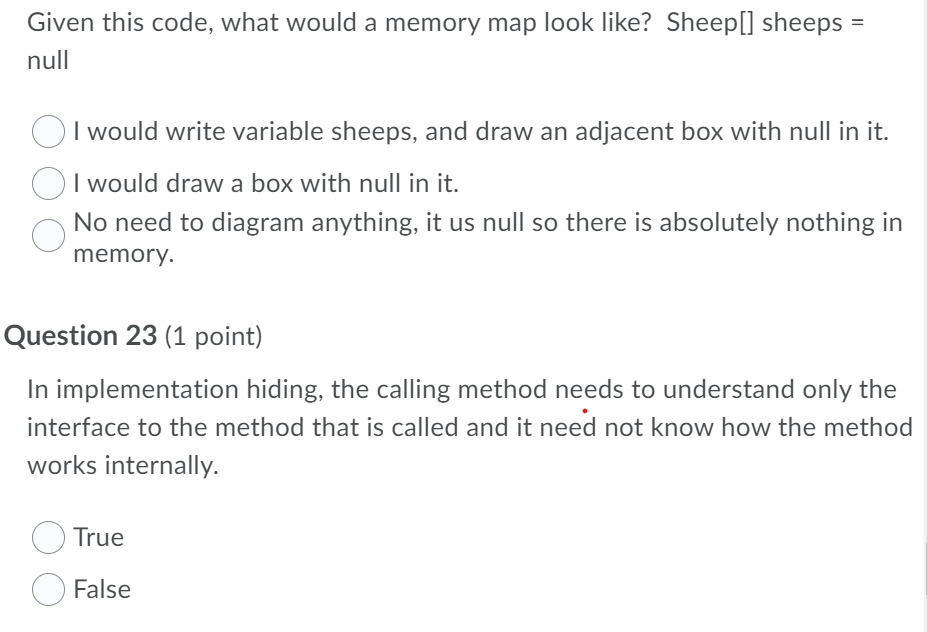 Solved Question 12 1 Point What Is The Method Call Stack 7316