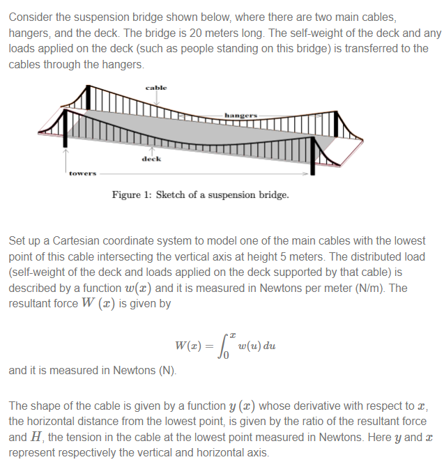 Solved Consider the suspension bridge shown below, where | Chegg.com