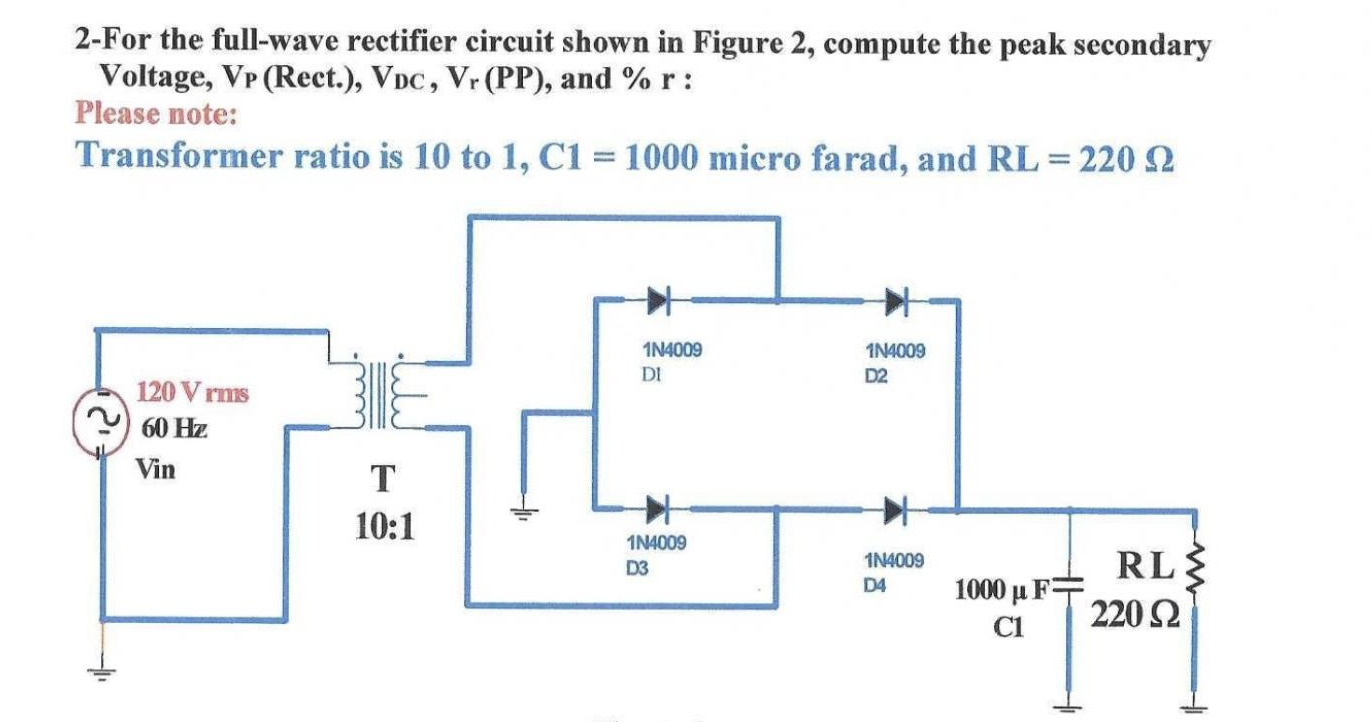 Solved 2-For the full-wave rectifier circuit shown in Figure | Chegg.com
