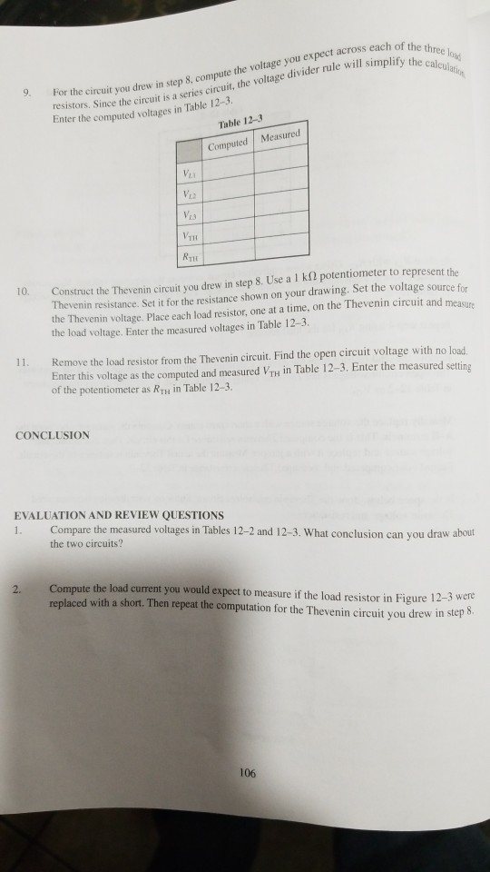 Thevenin's Theorem Name Date Class READING Text | Chegg.com