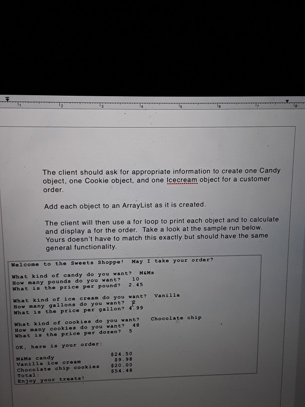 Solved Create a class named Dessert as shown below. It will | Chegg.com