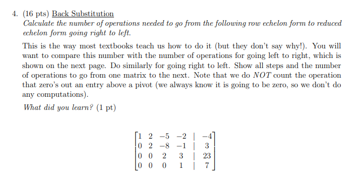 Solved 4. (16 pts) Back Substitution Calculate the number of | Chegg.com