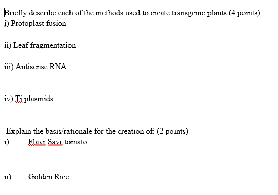 Solved Briefly describe each of the methods used to create | Chegg.com