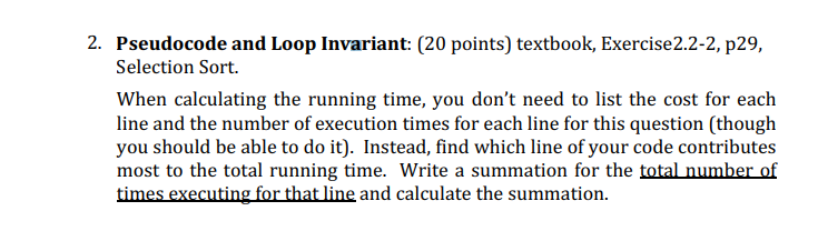 Solved 2 Pseudocode And Loop Invariant 20 Points 4126